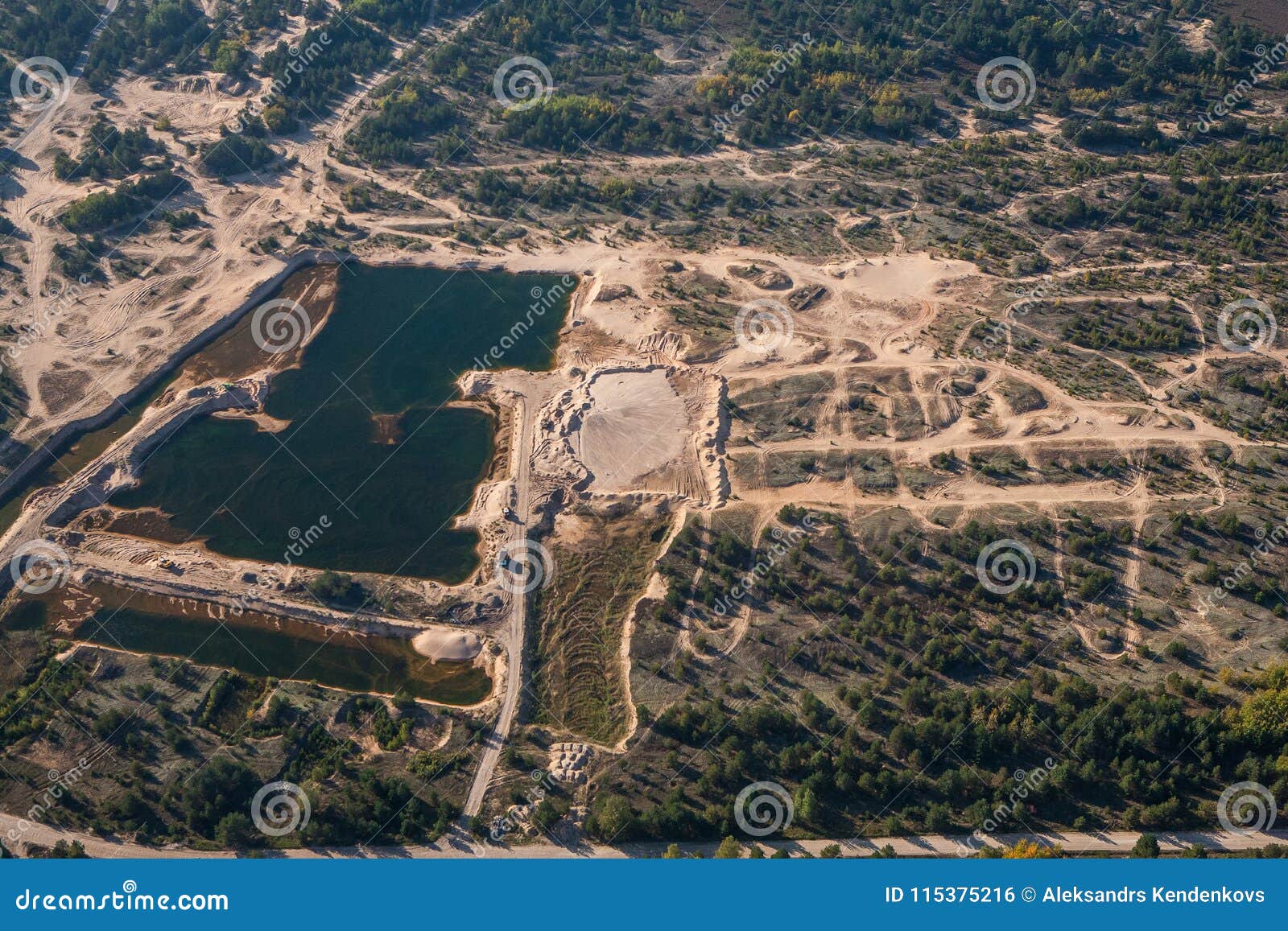 Sand Pit, Pond, View from Above. Aerial Landscape. N Stock Photo ...