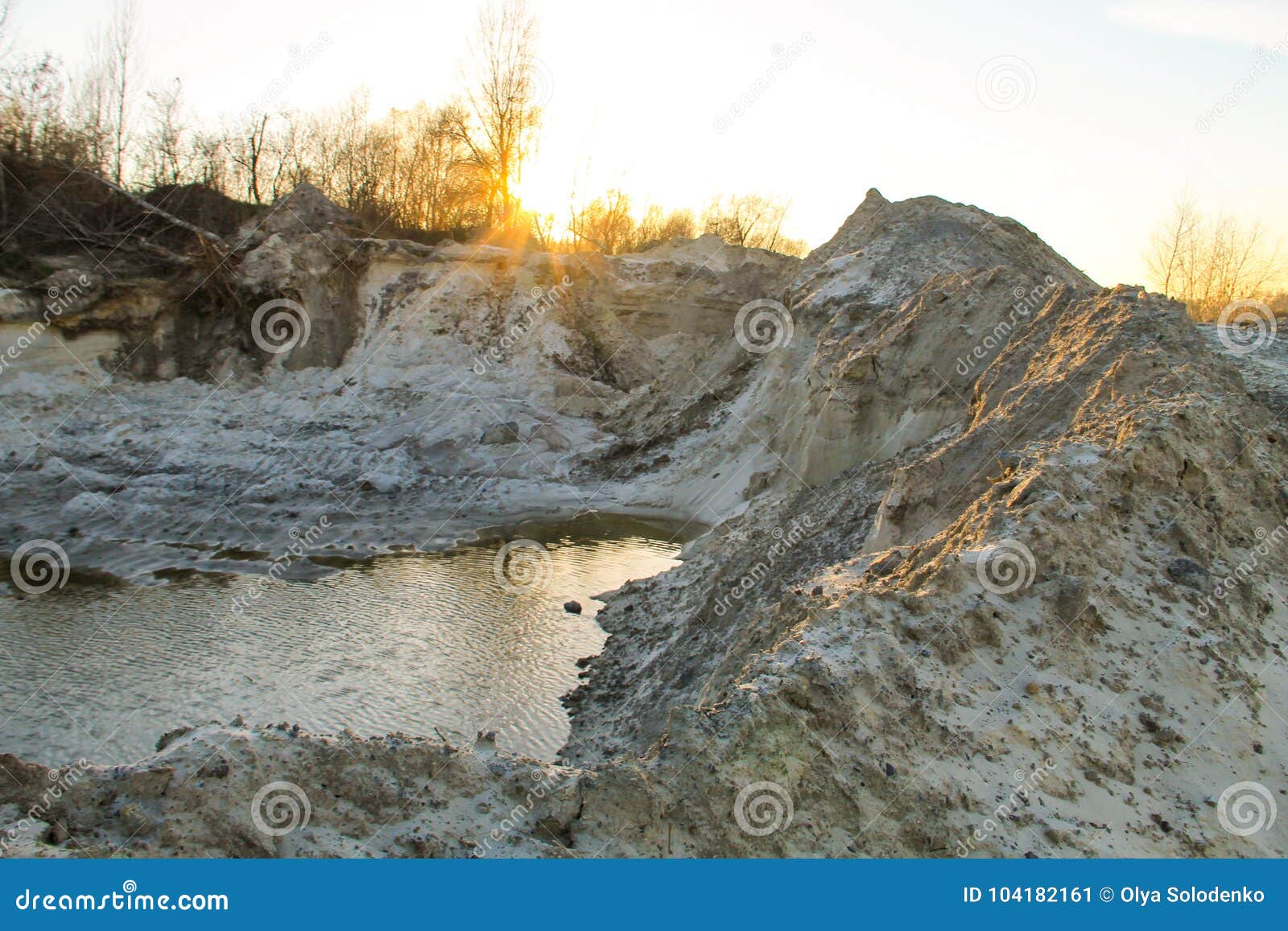 Sand Pit with Water in Quarry Stock Image - Image of color, mountain ...