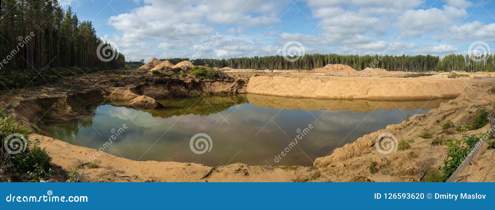Sand pit with water stock photo. Image of water, hill - 126593620