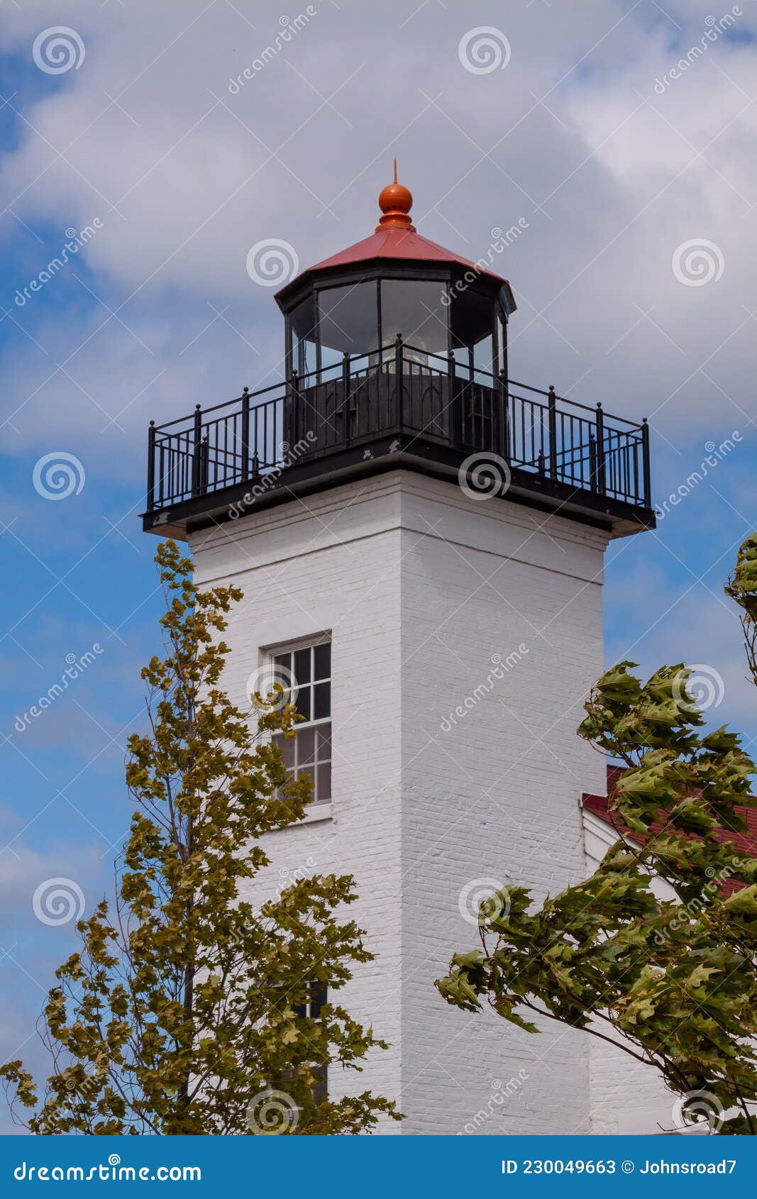Sand Point Lighthouse Along Lake Michigan Stock Image - Image of point ...