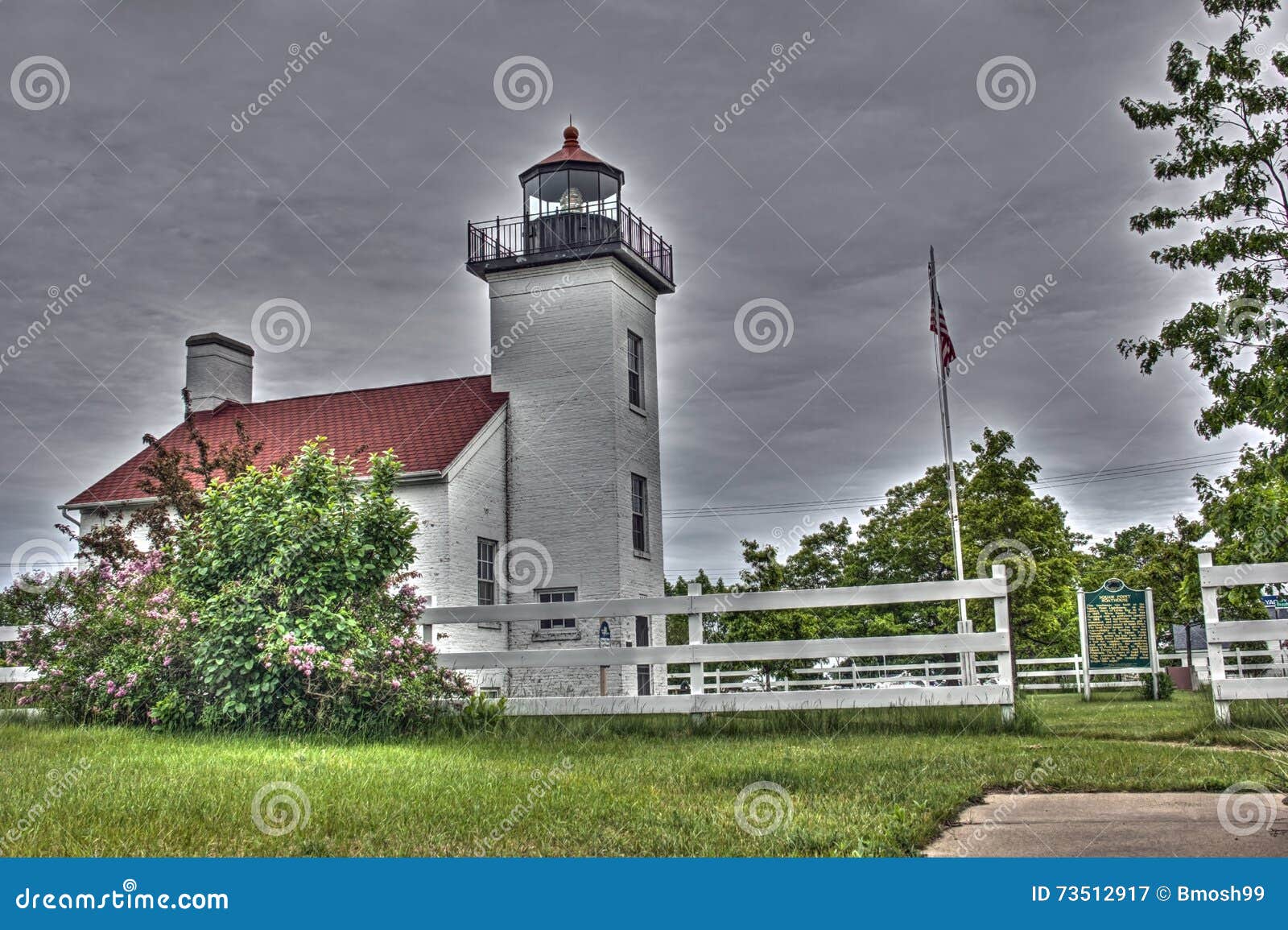 Sand Point Lighthouse stock image. Image of historic - 73512917
