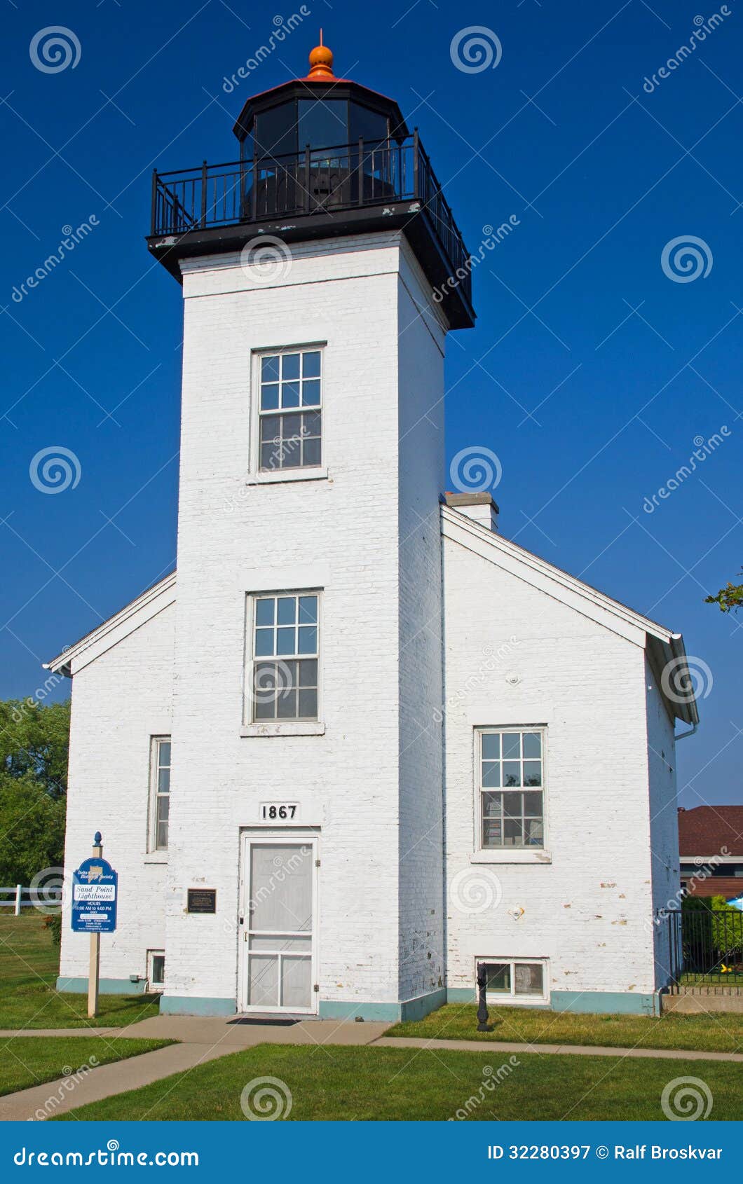 Sand Point Lighthouse Escanaba, Michigan Stock Image - Image of lake ...