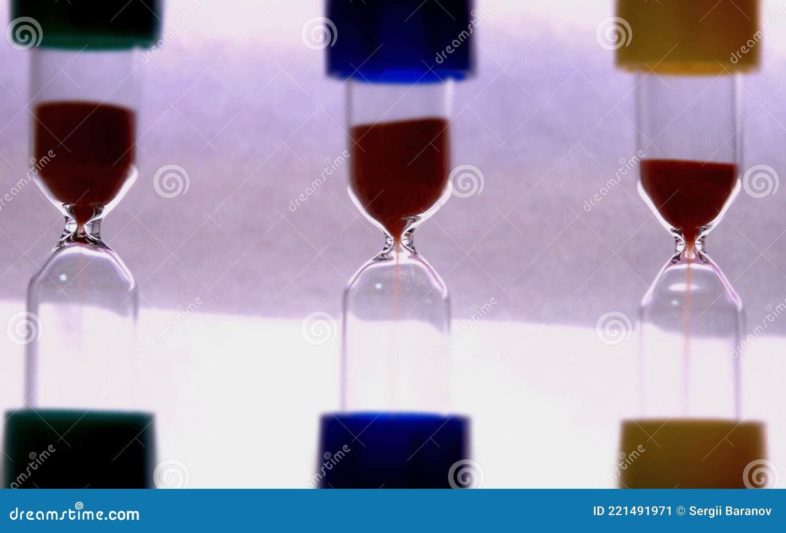 Sandglasses with Falling Sand Soft Focus Stock Image - Image of timing ...