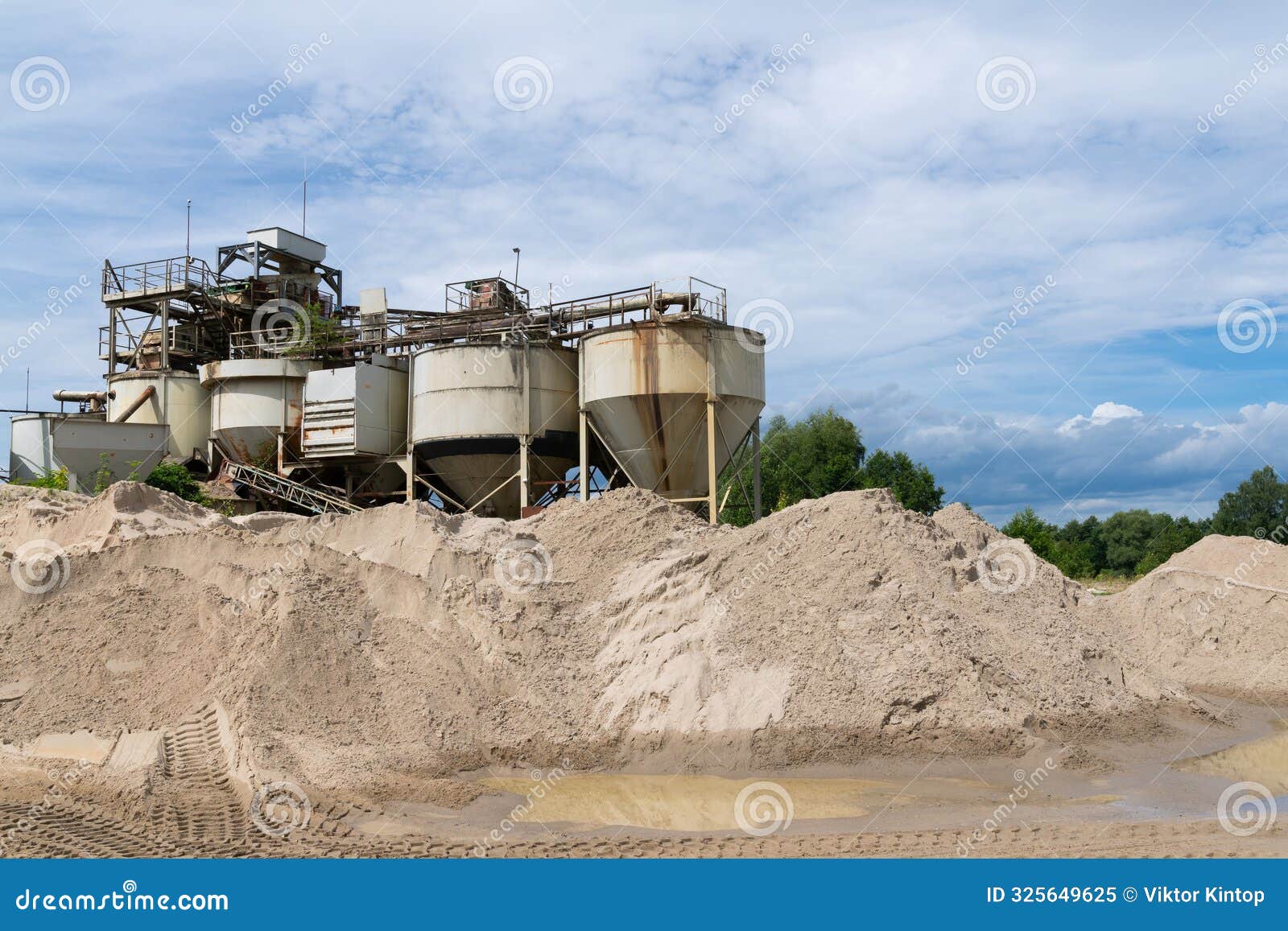Sand Processing Plant with Large Piles of Sand Stock Image - Image of ...