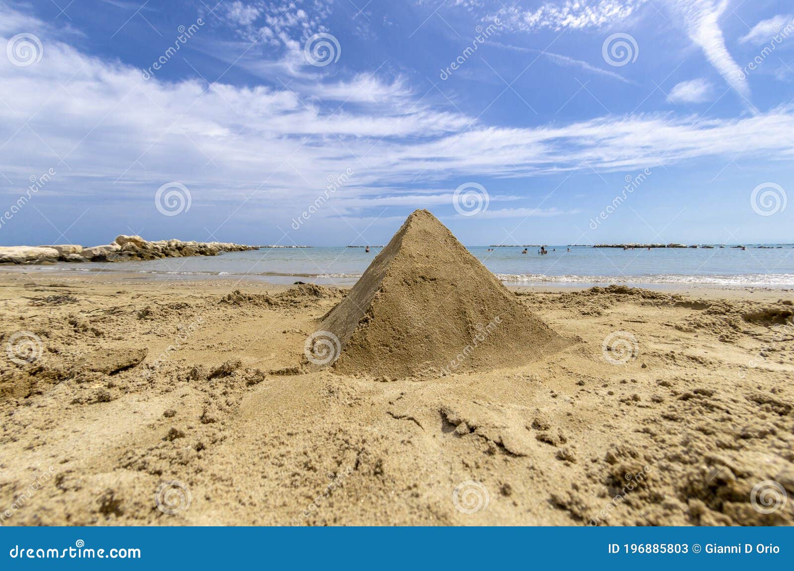 Sand Pyramid on the Beach by the Sea Stock Image - Image of dreams ...