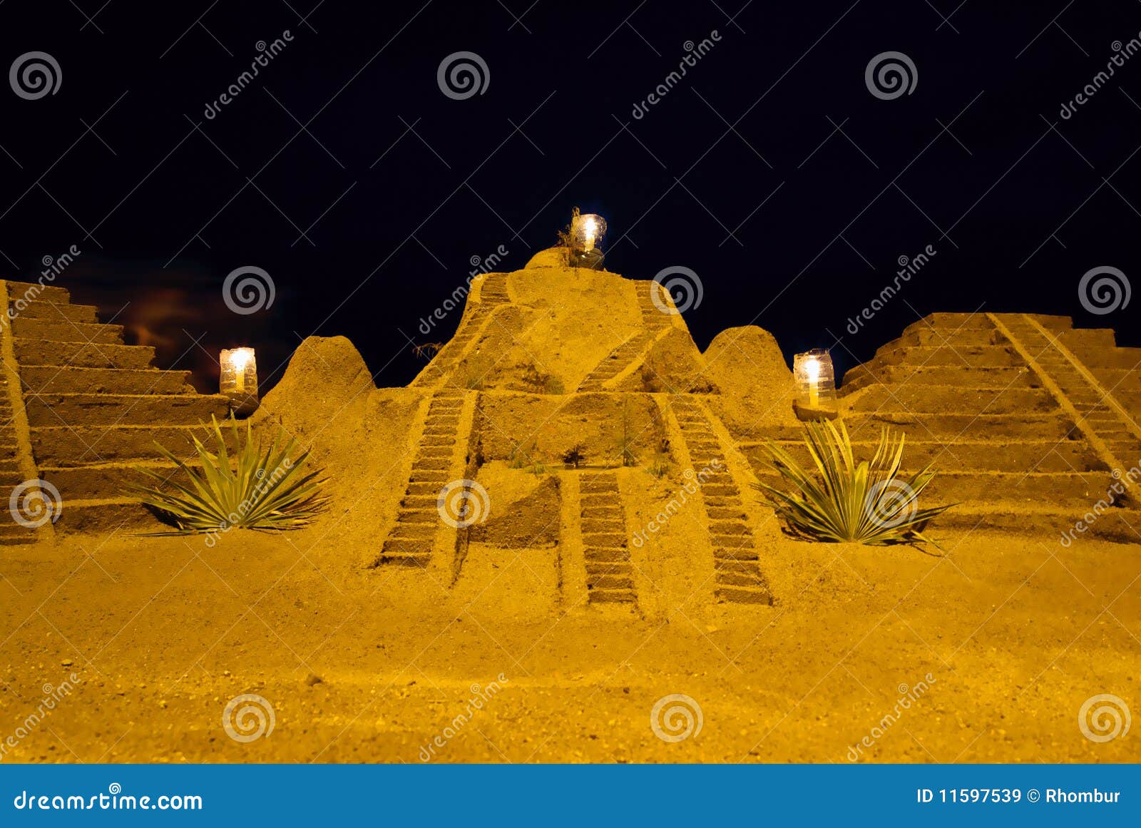 Sand Pyramides at the Beach Stock Image - Image of horizontally, tree ...