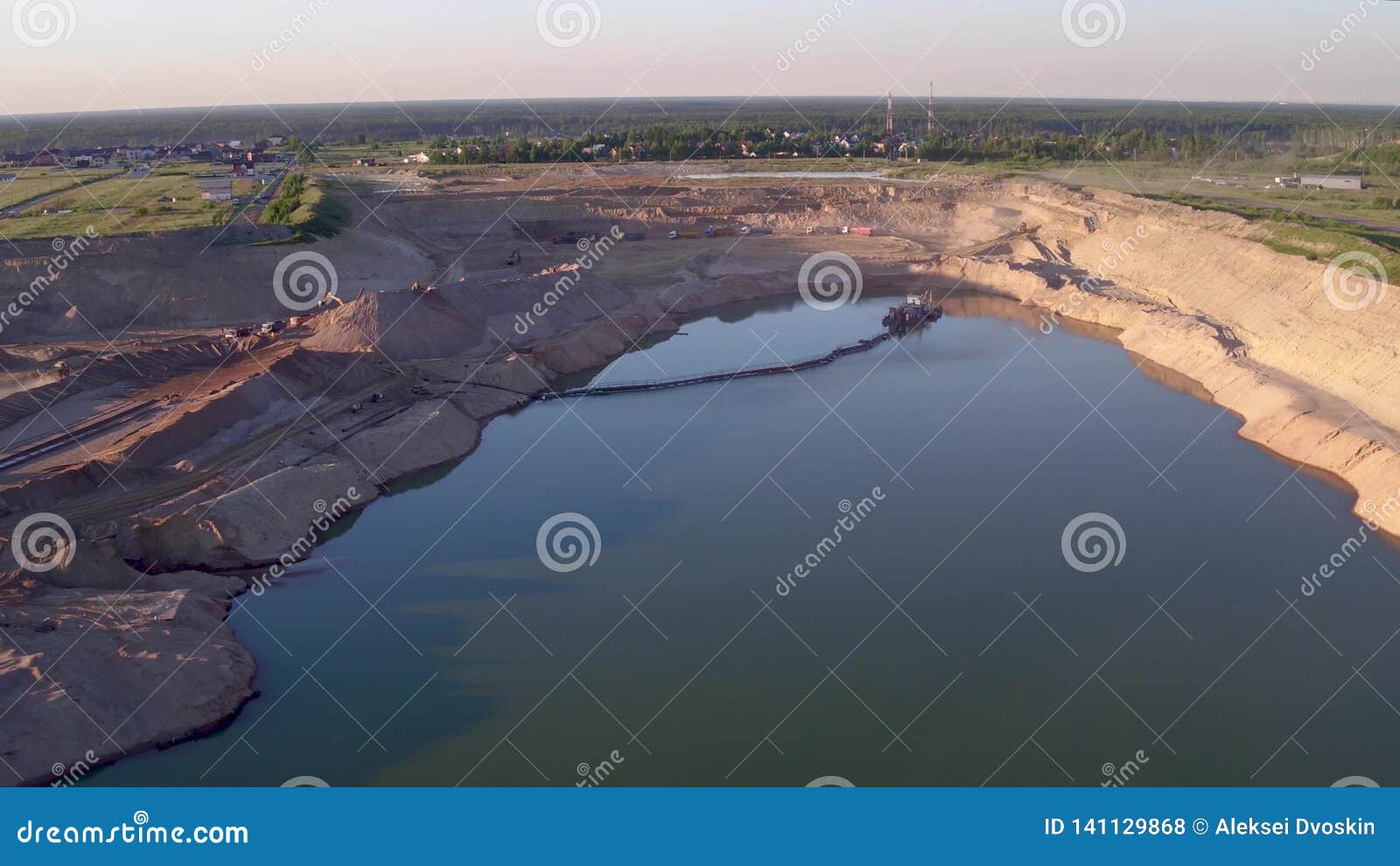 The View from the Height of the Development of a Sand Pit. Lake Near ...
