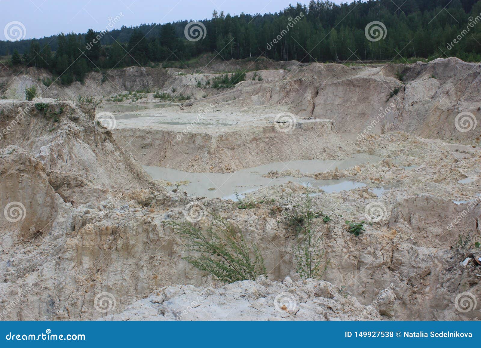 Sand quarry in the forest stock photo. Image of landscape - 149927538