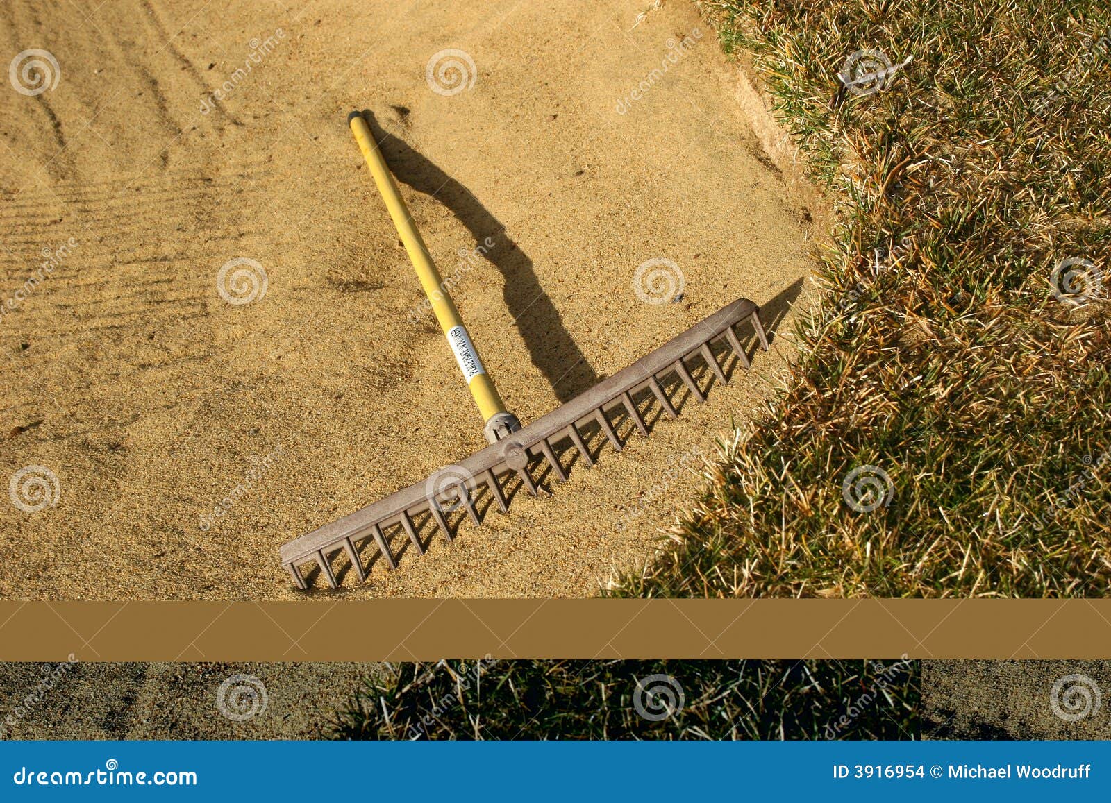 Sand rake stock photo. Image of rest, wood, golf, work - 3916954
