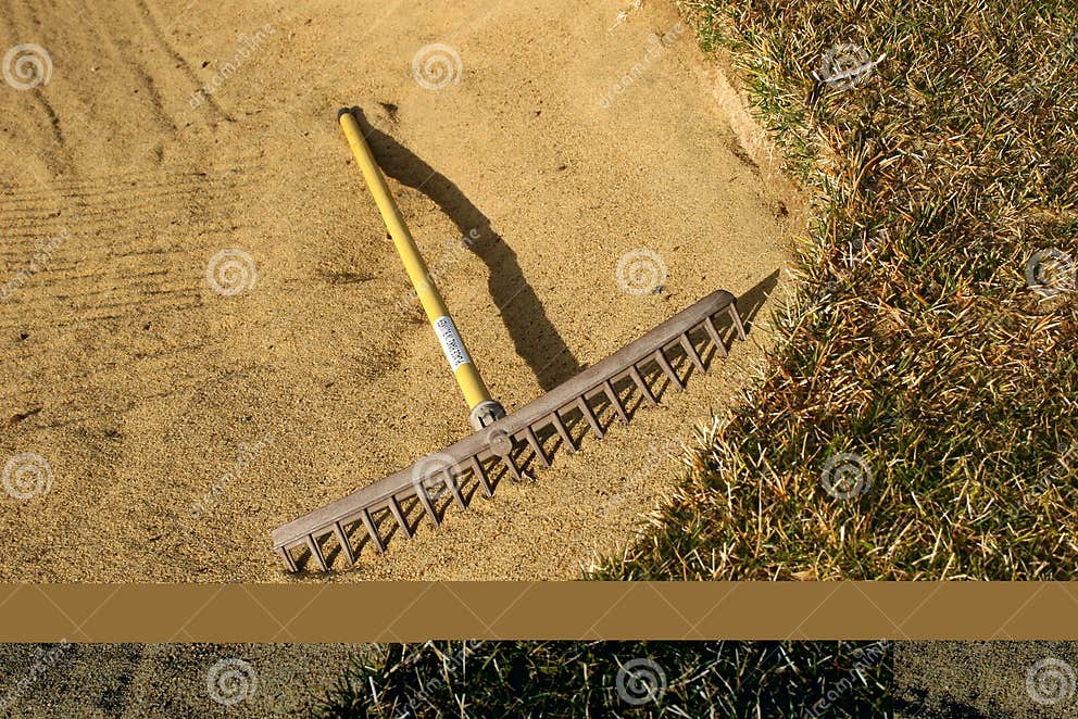Sand rake stock photo. Image of rest, wood, golf, work - 3916954