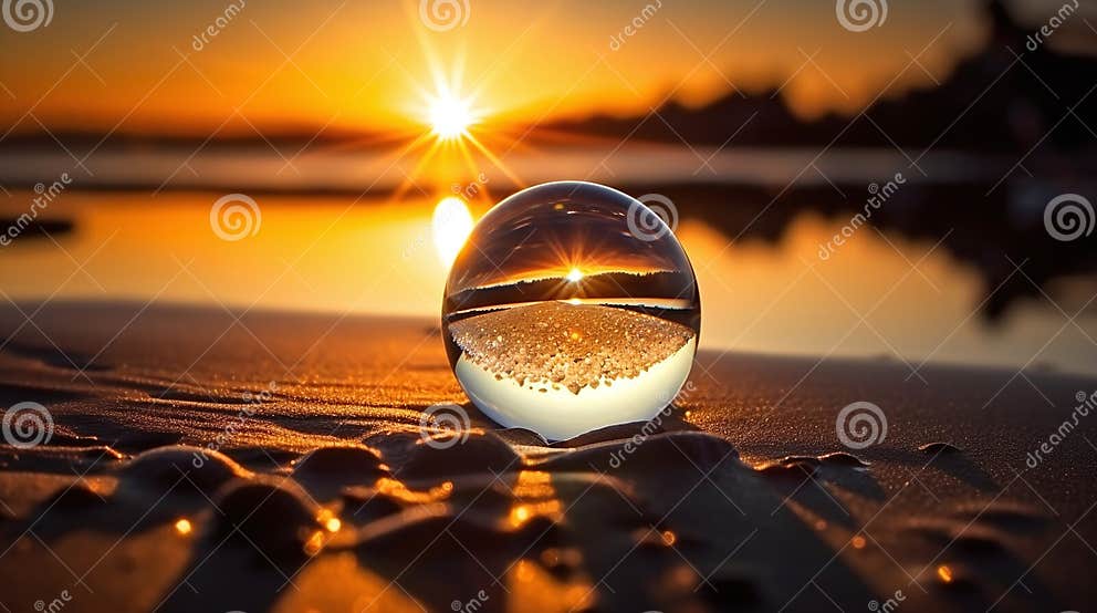 Sand Reflection in Translucent Glass Ball Stock Illustration ...