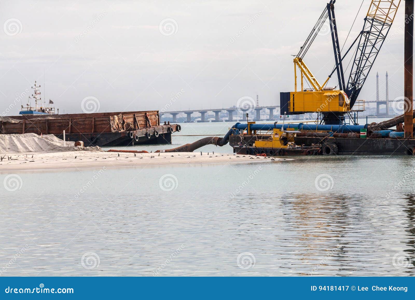 Sand Replenishment Ship on Shore for Land Reclamation Stock Image ...