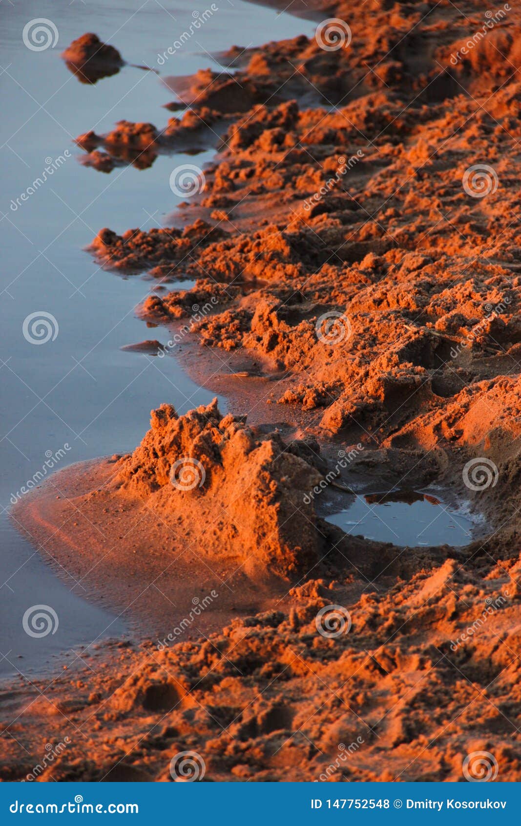 Sand by the River at Sunset Stock Photo - Image of river, blue: 147752548