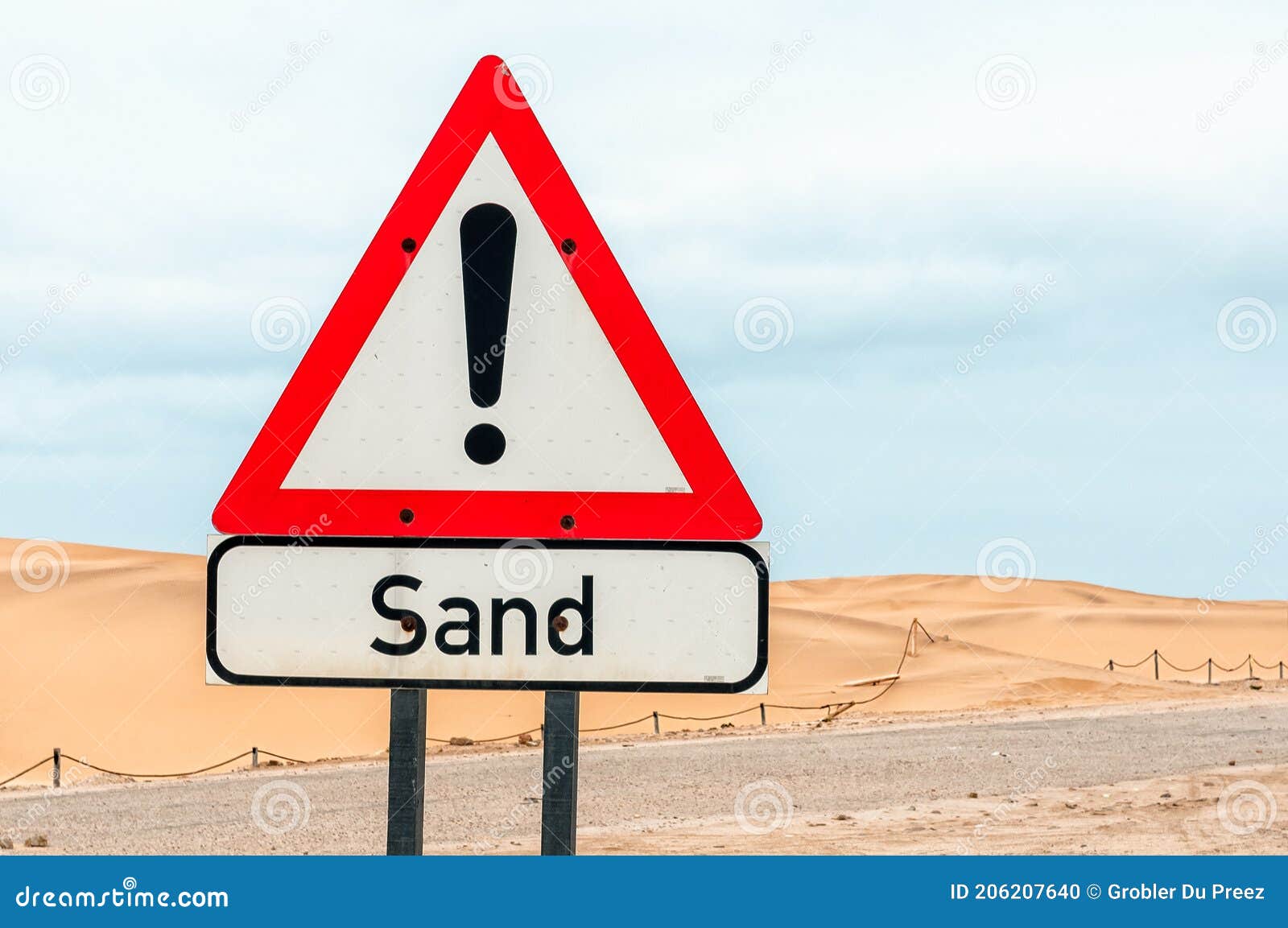 Sand Road Warning Sign on Road B2 at Swakopmund Stock Photo - Image of ...
