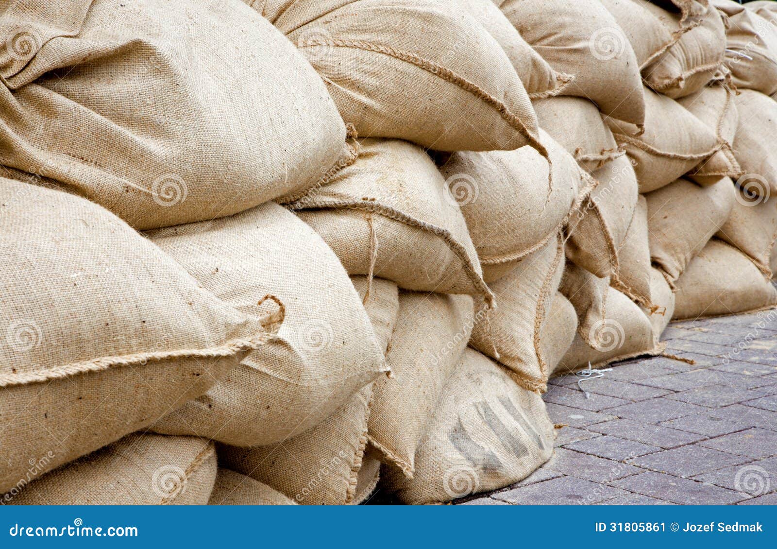 Sand Sack As Barrier for High Flood Stock Image - Image of detail ...