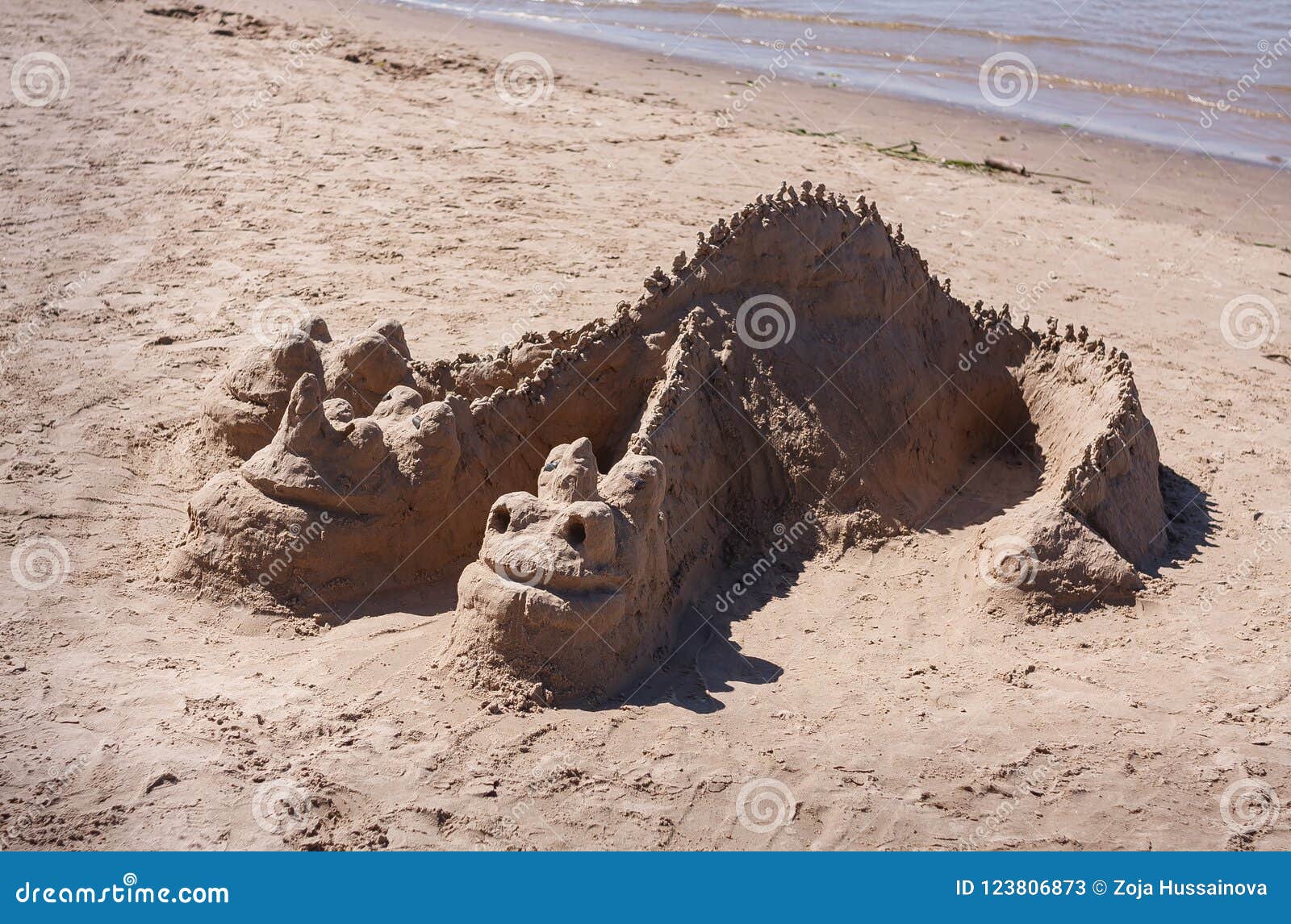Sand Sculptures Figures on the Beach in Sunny Day Stock Image - Image ...