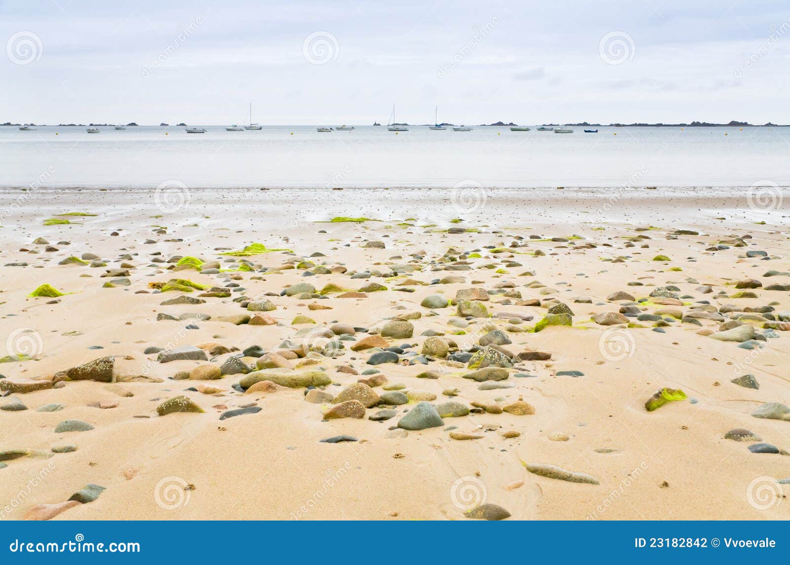Sand Seacoast of English Channel in Brittany Stock Photo - Image of ...