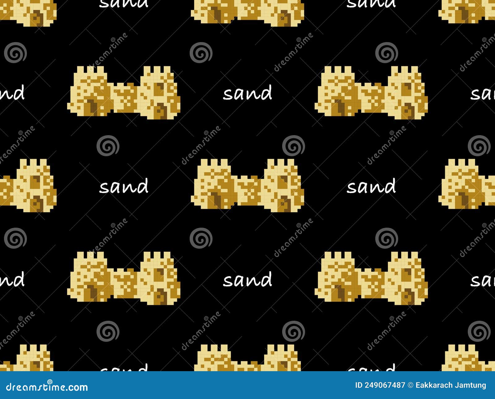 Sand Seamless Pattern on Black Background. Pixel Style Stock ...