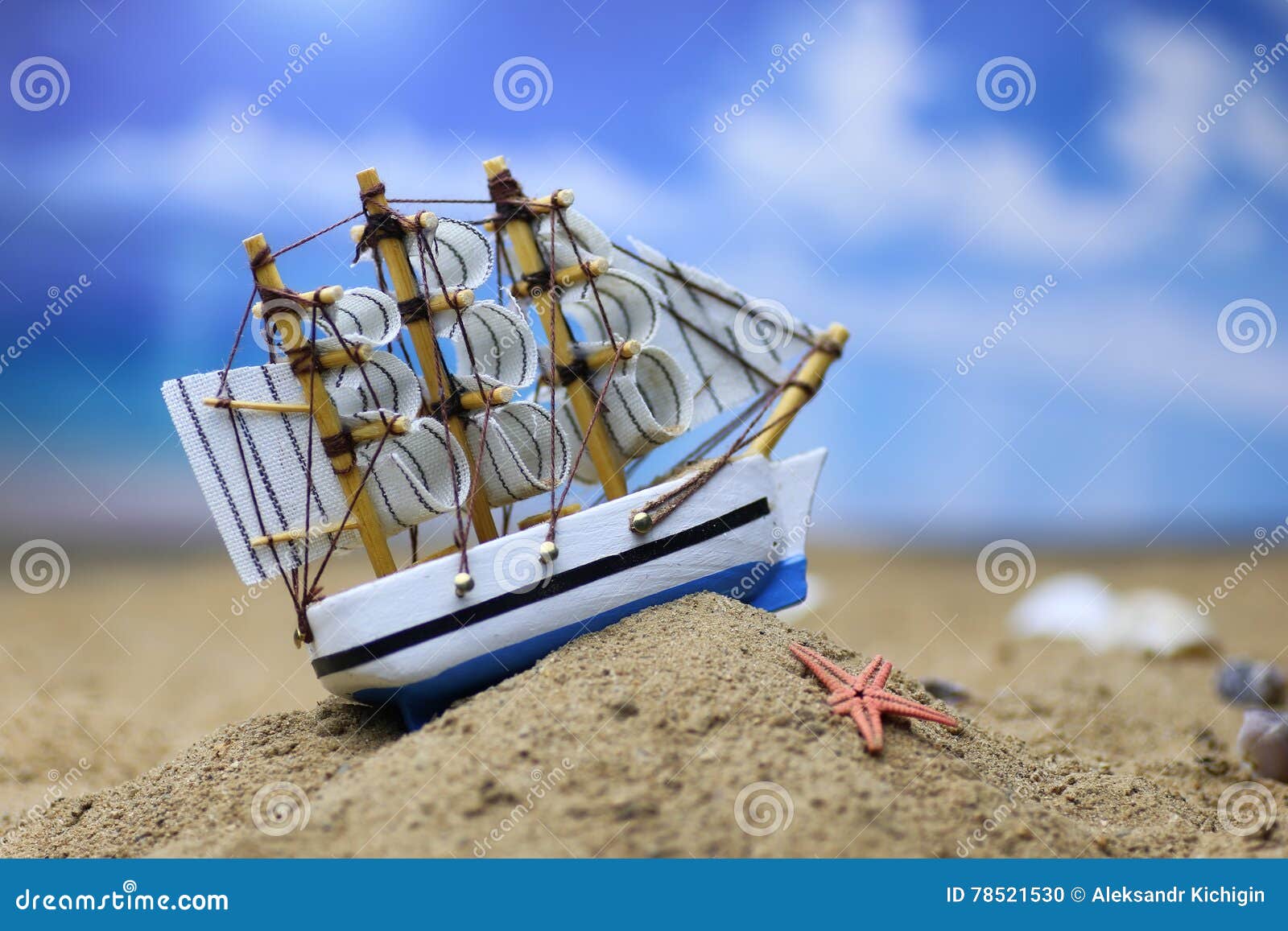 Sand shell and sail in sea stock photo. Image of resort - 78521530