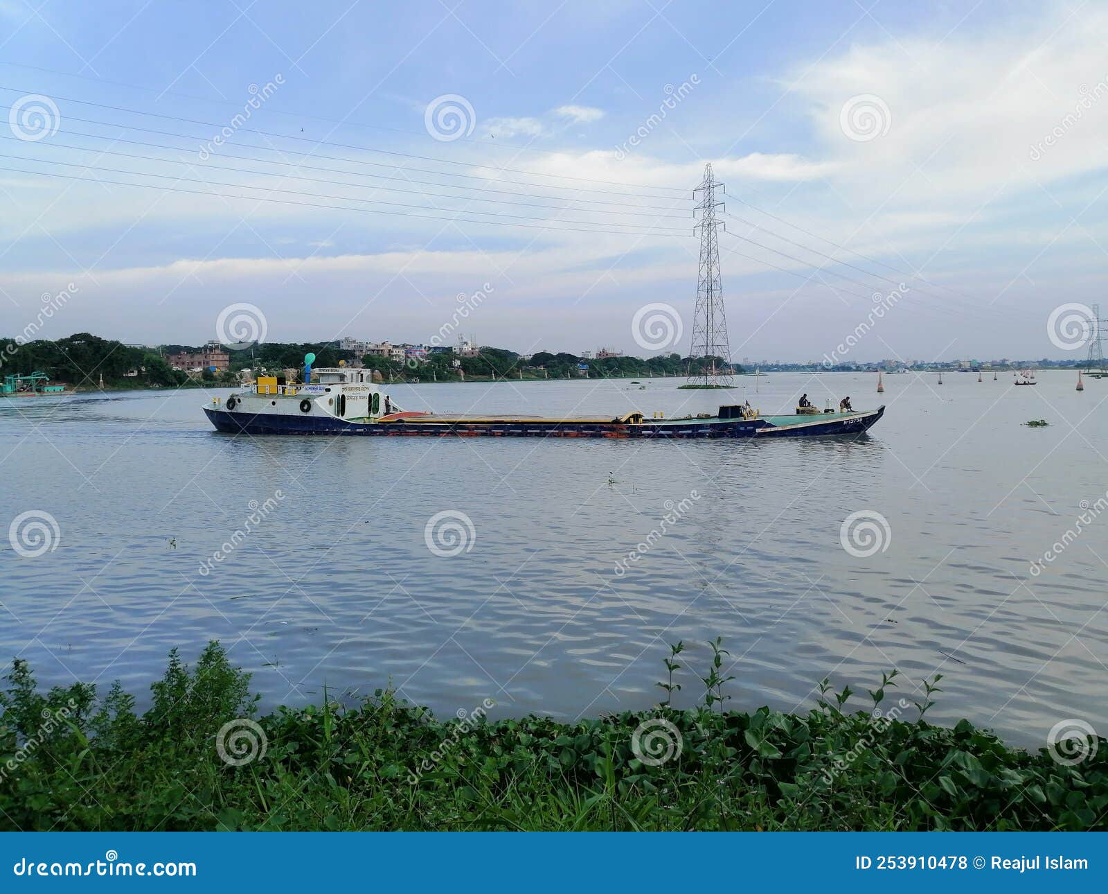Sand Ship Running in the River Editorial Stock Photo - Image of water ...