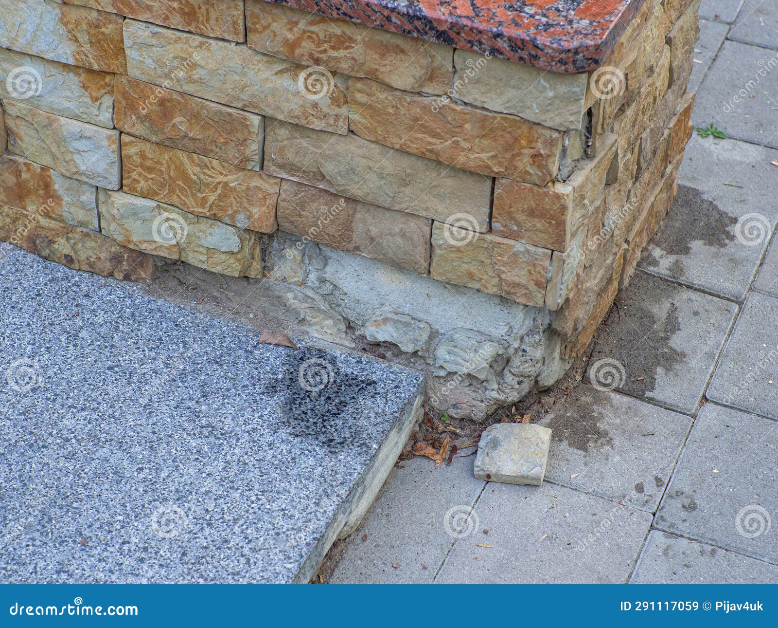 Sand Stone Wall Surface, Background of Decorate. Broken Tile Wall Stock ...