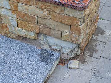 Sand Stone Wall Surface, Background of Decorate. Broken Tile Wall Stock ...