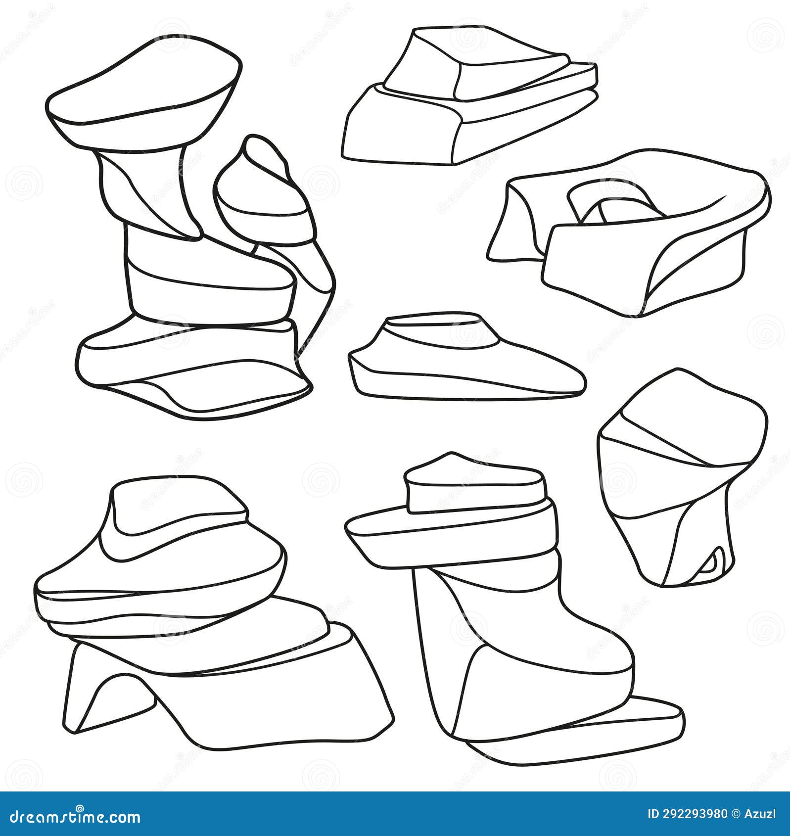 Sand Stones Set Outlined for Coloring Book Isolated on White Stock ...