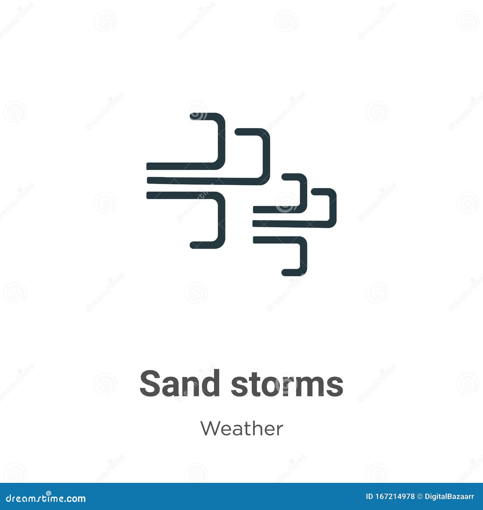 Sand Storms Outline Vector Icon. Thin Line Black Sand Storms Icon, Flat ...