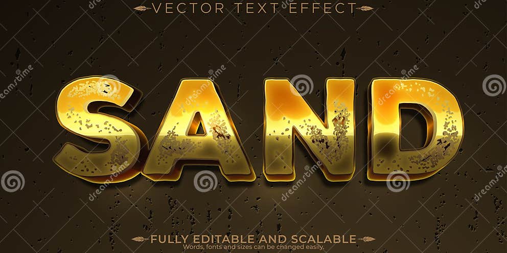 Sand Text Effect, Editable Beach and Arid Customizable Font Style Stock ...