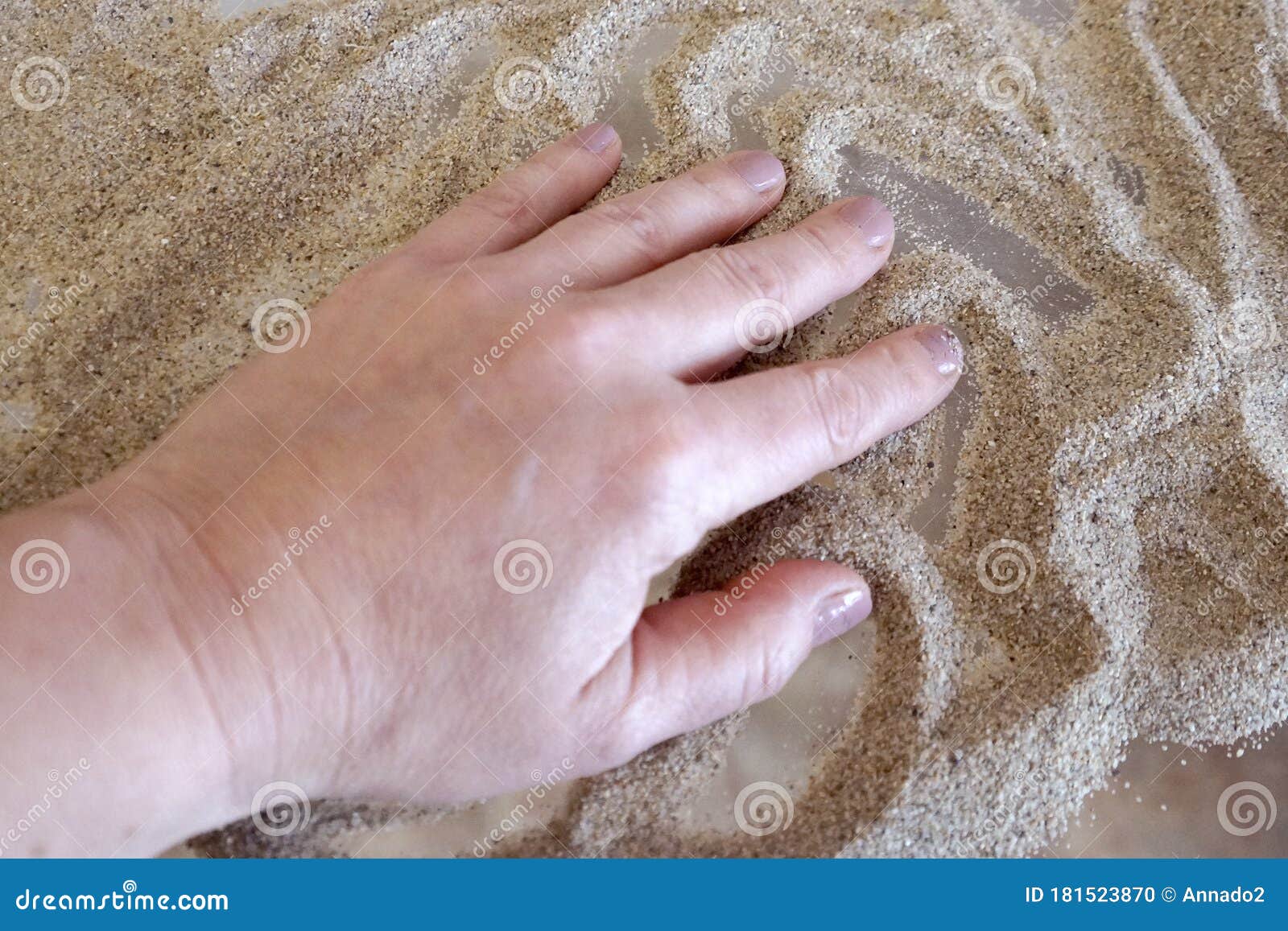 Sand Therapy, Hand Draws with Sand Stock Photo - Image of bottom, girl ...