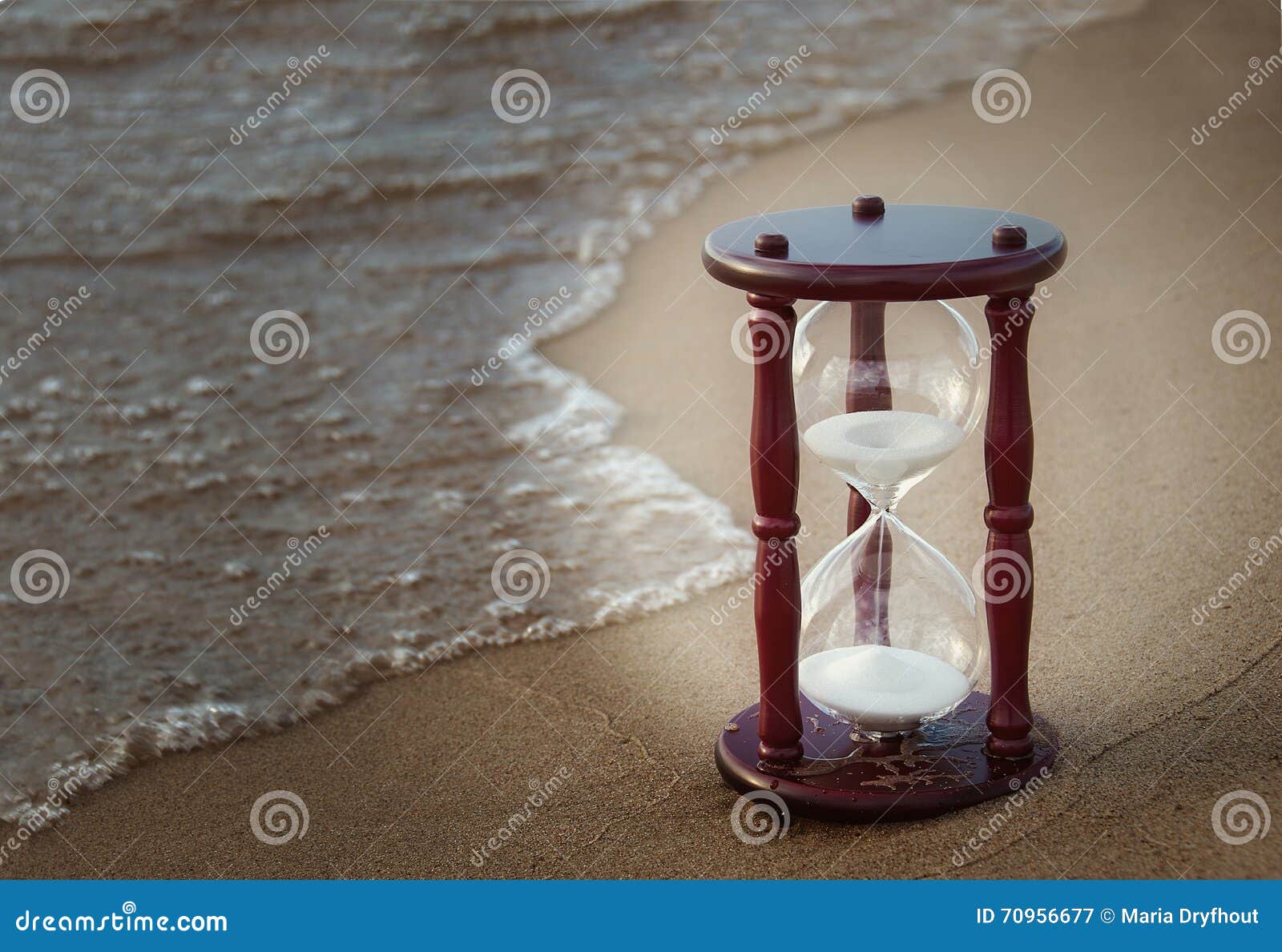 Sand timer on beach stock image. Image of hourglass, clock - 70956677