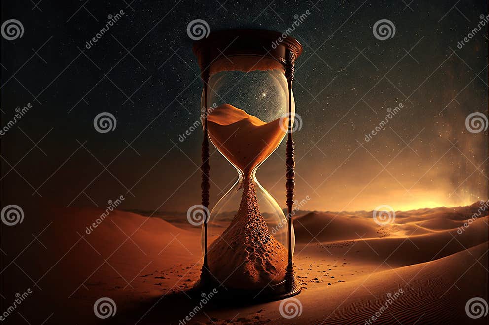 A Sand Timer is Shown in a Desert Setting with a Starry Sky in the ...