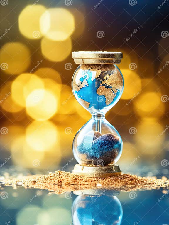 Sand Timer with Small Globe Inside it. the Sand Timer Sits on Top of ...