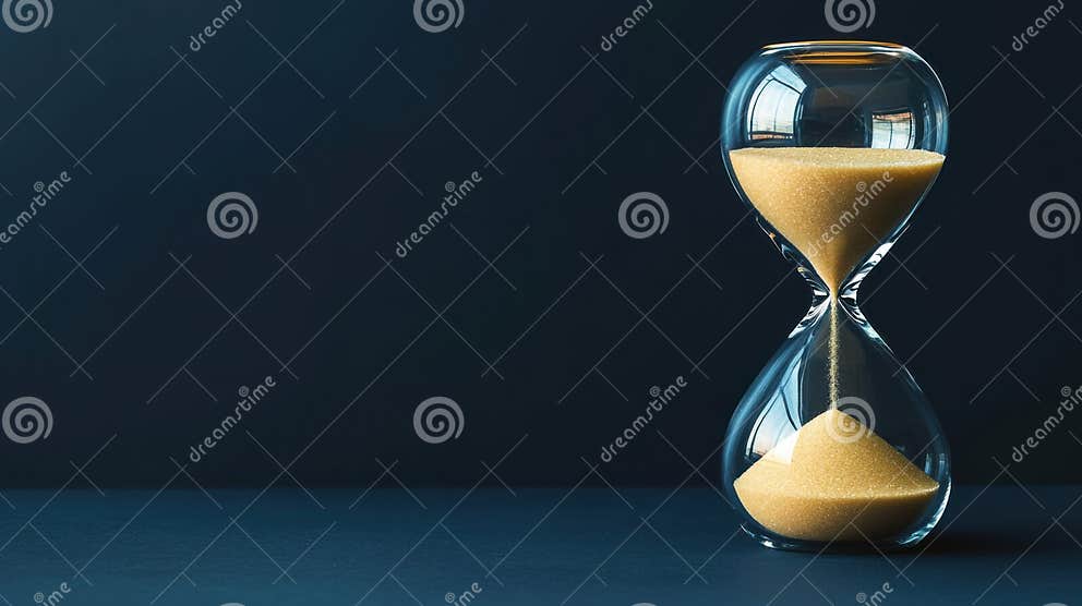 A Sand Timer is on a Table with a Blue Background Stock Illustration ...