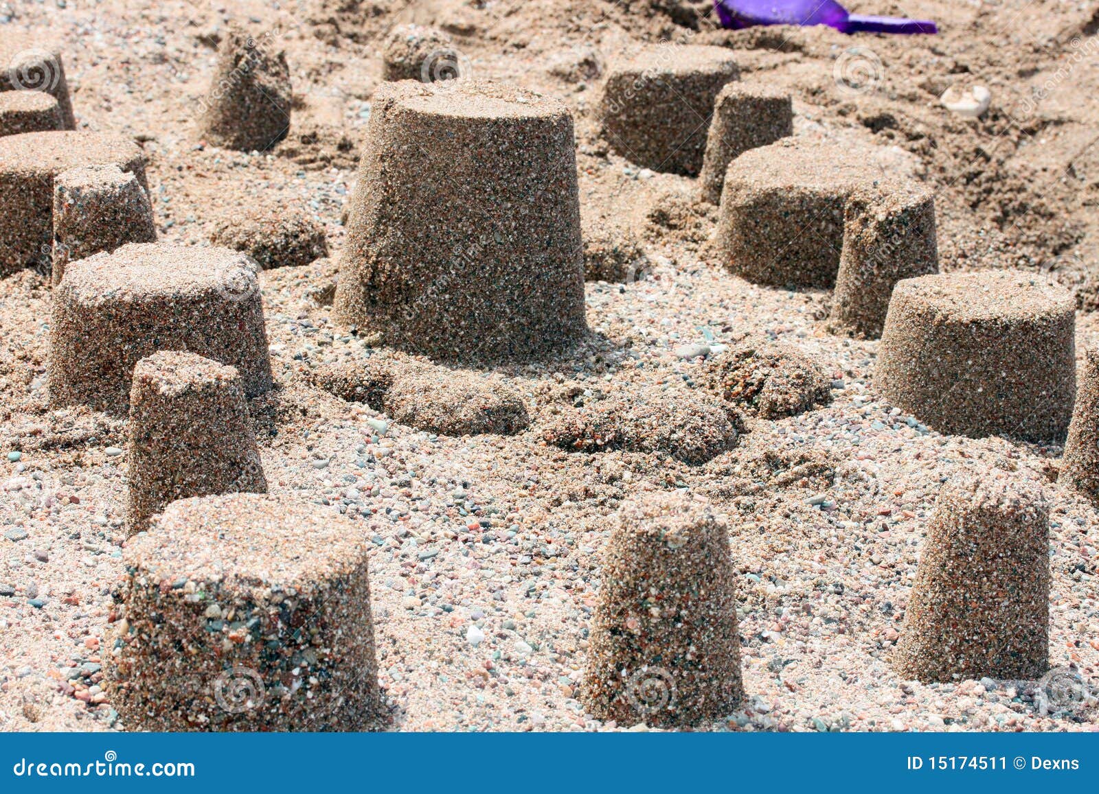 Sand towers stock image. Image of childhood, lineup, play - 15174511