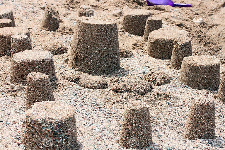 Sand towers stock image. Image of childhood, lineup, play - 15174511