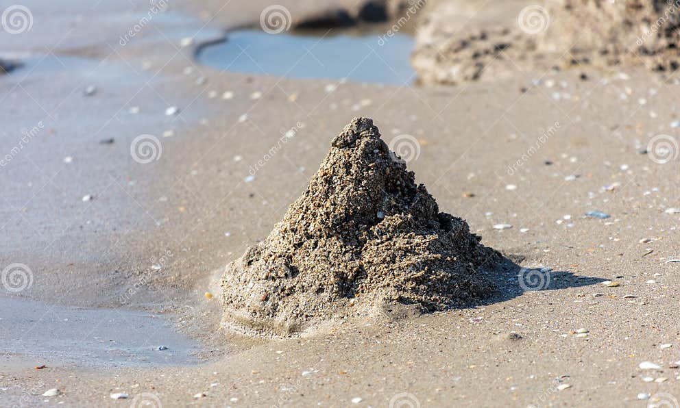 Sand Towers on the Seashore Stock Photo - Image of beach, construction ...
