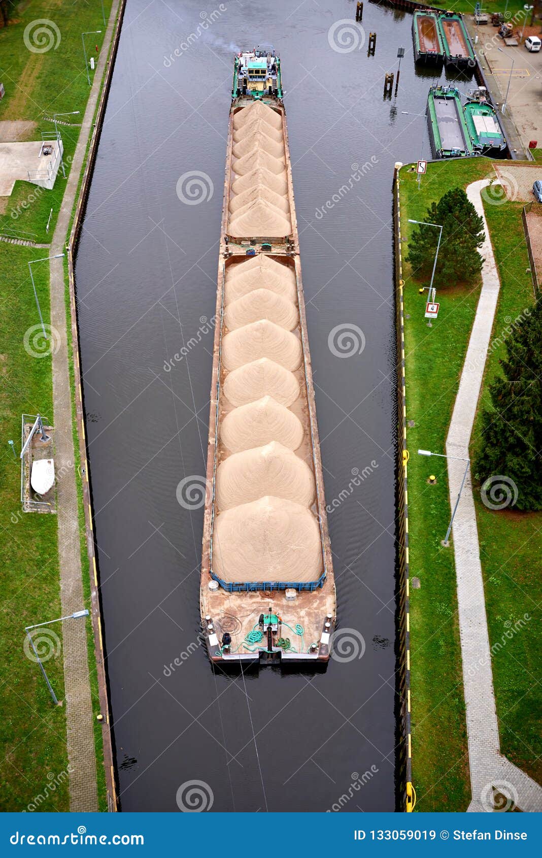 Sand Transport by Boat on River Near Finow Stock Image - Image of ...