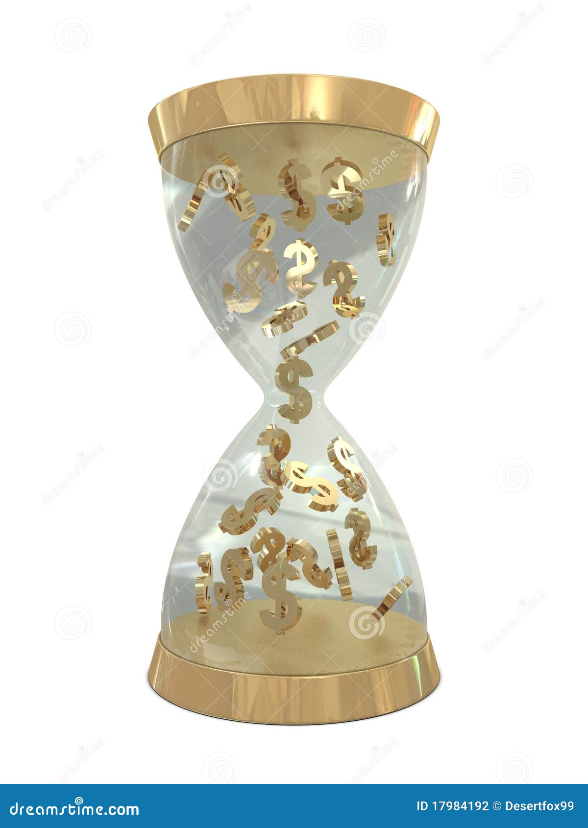 Sand-watch and Golden Dollars Stock Illustration - Illustration of time ...