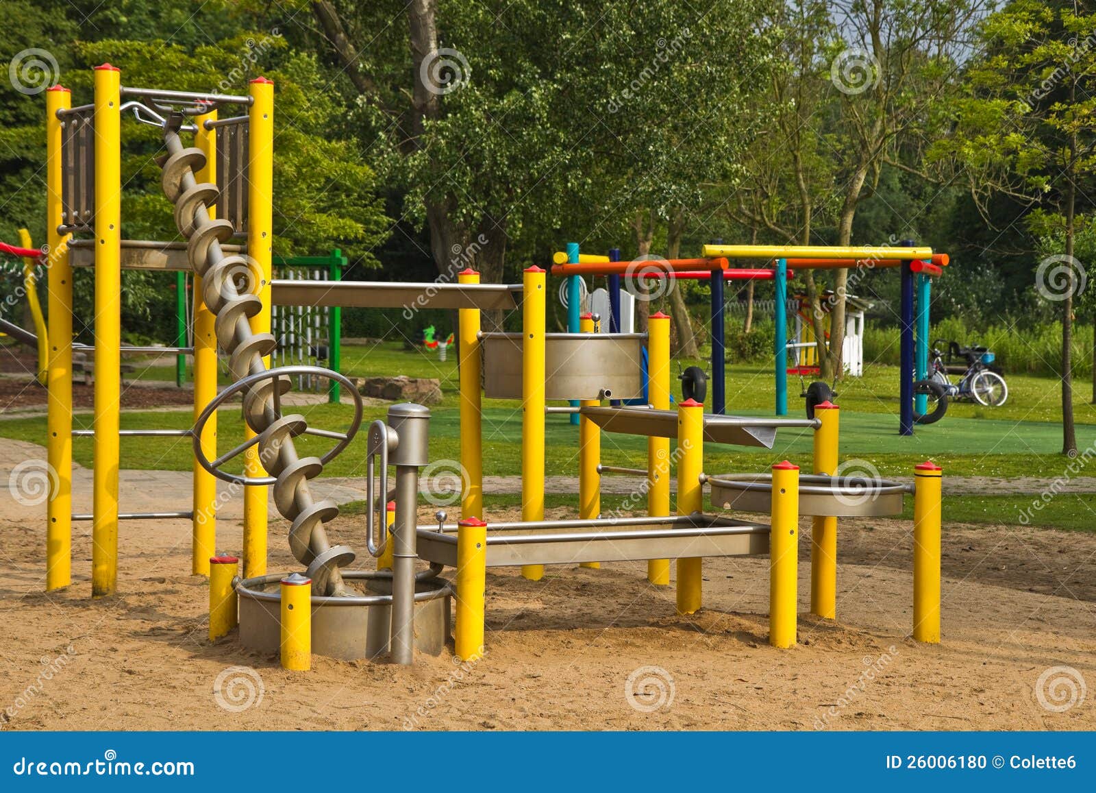 Sand and Water Playground in Park Stock Photo - Image of playful ...