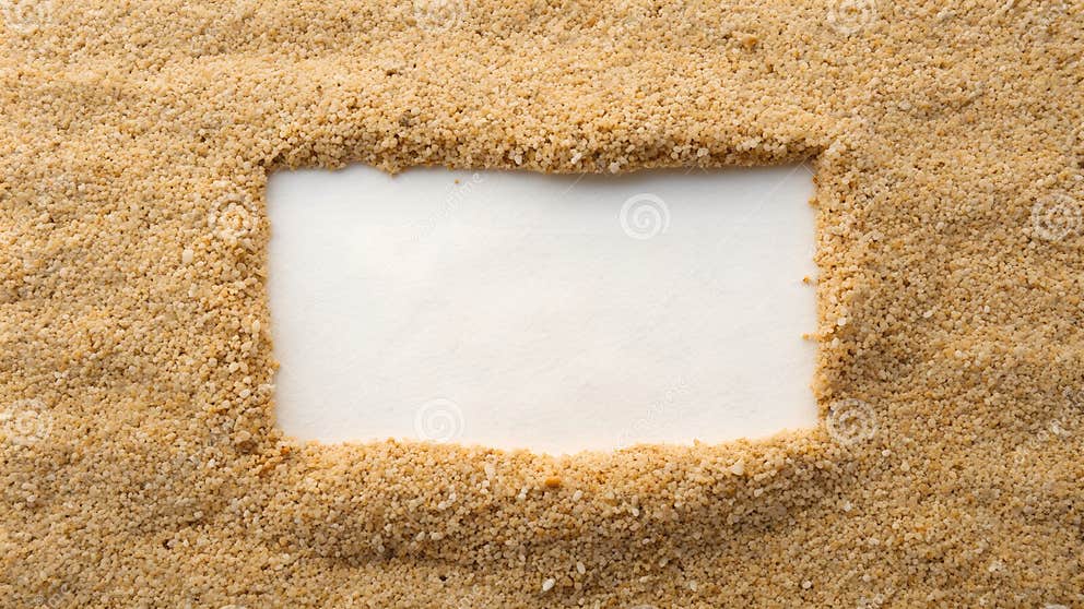 Sand on White Paper. Leave Rectangle Space for Text in the Middle of ...