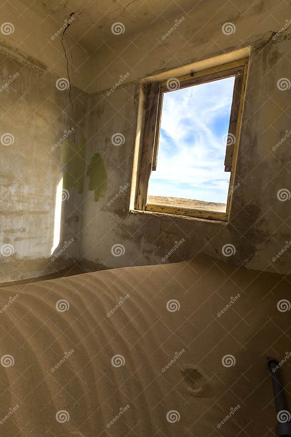 Sand through the window stock image. Image of kolmannskuppe - 89755479