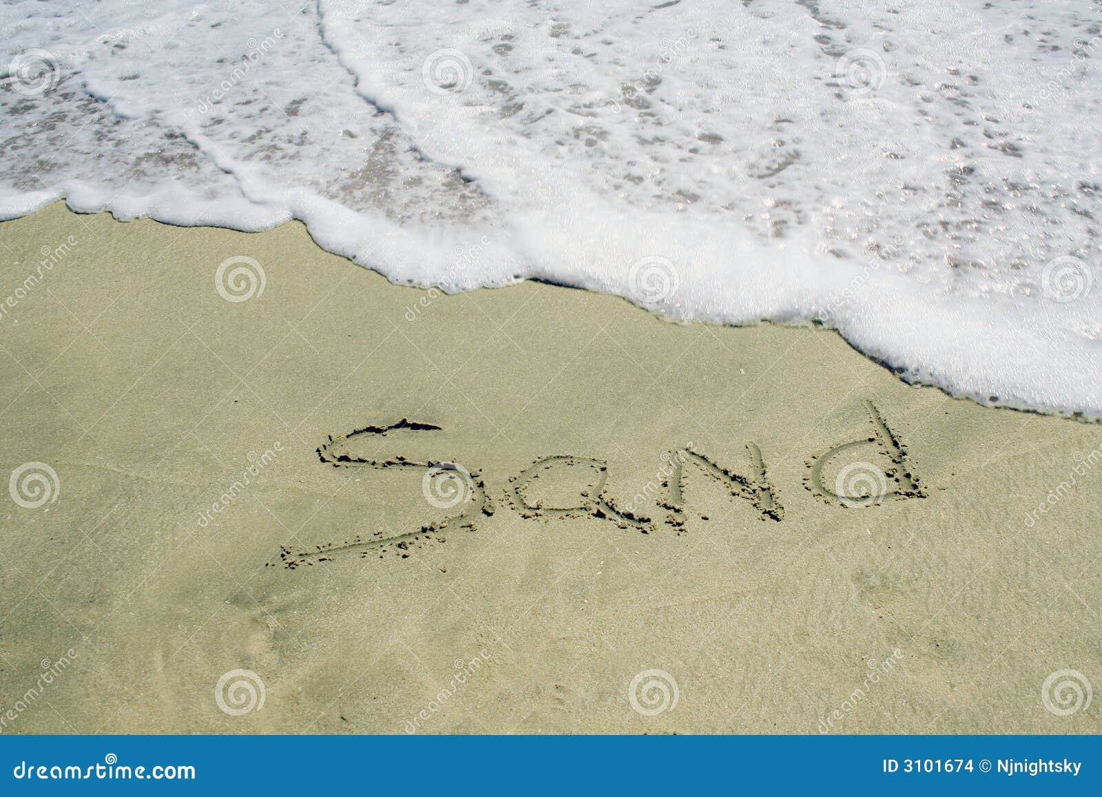 Sand written on beach stock photo. Image of scene, coast - 3101674