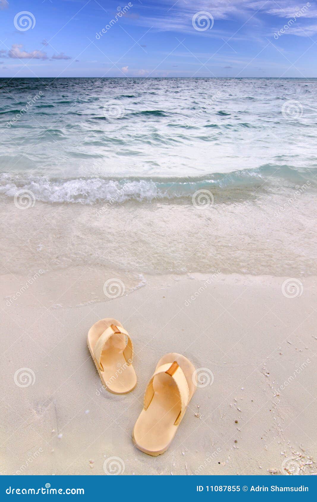 Sandals on the beach stock image. Image of coast, sand - 11087855