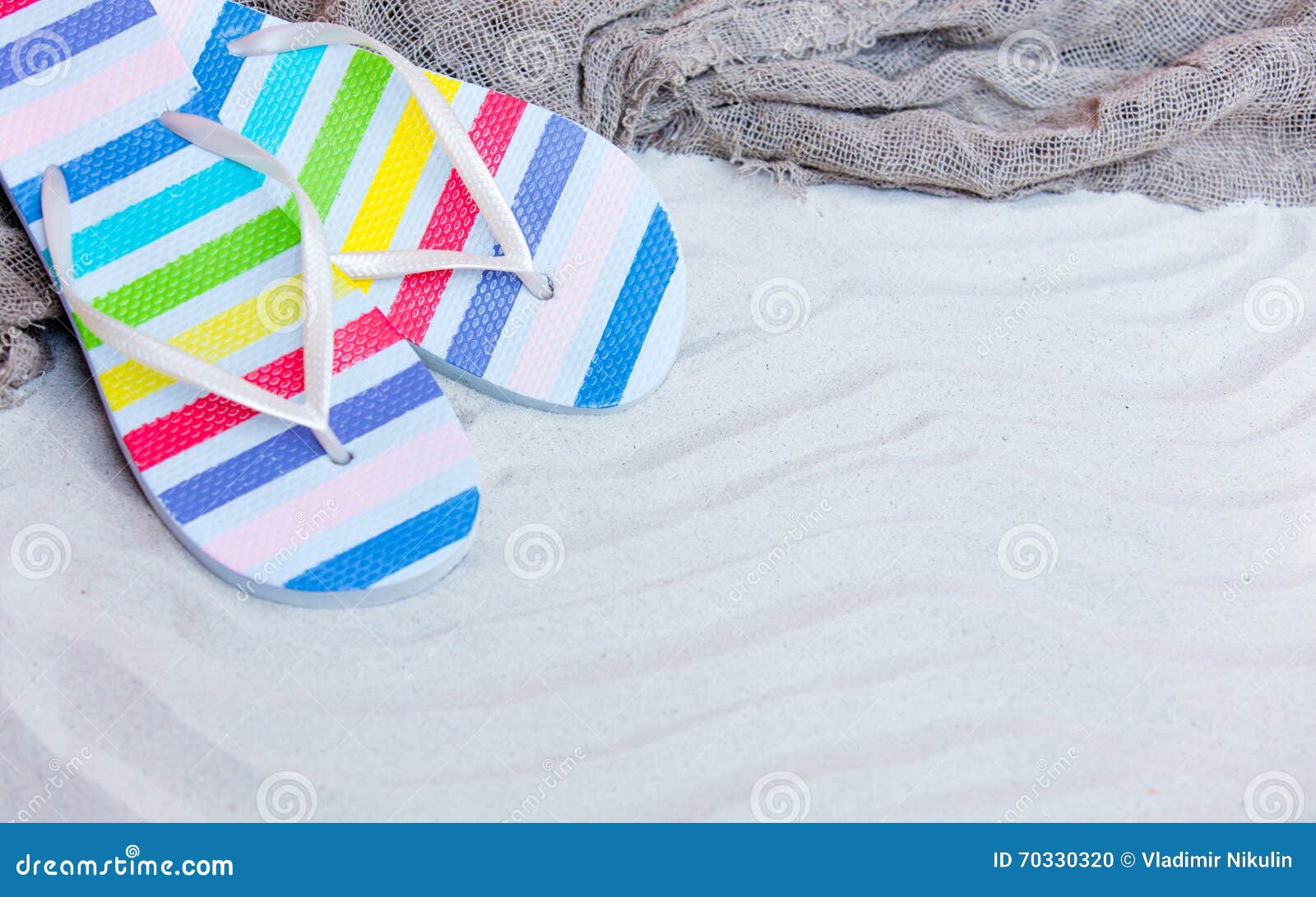 Sandals and Fishnet on the Sand Stock Photo - Image of colorful, point ...