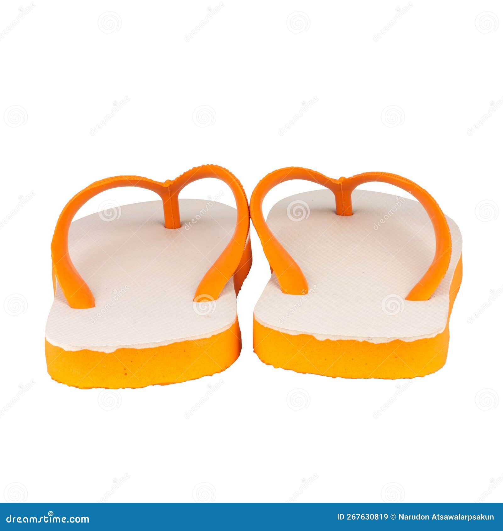 Sandals Flip Flops Color Orange Isolated on White Background Stock ...