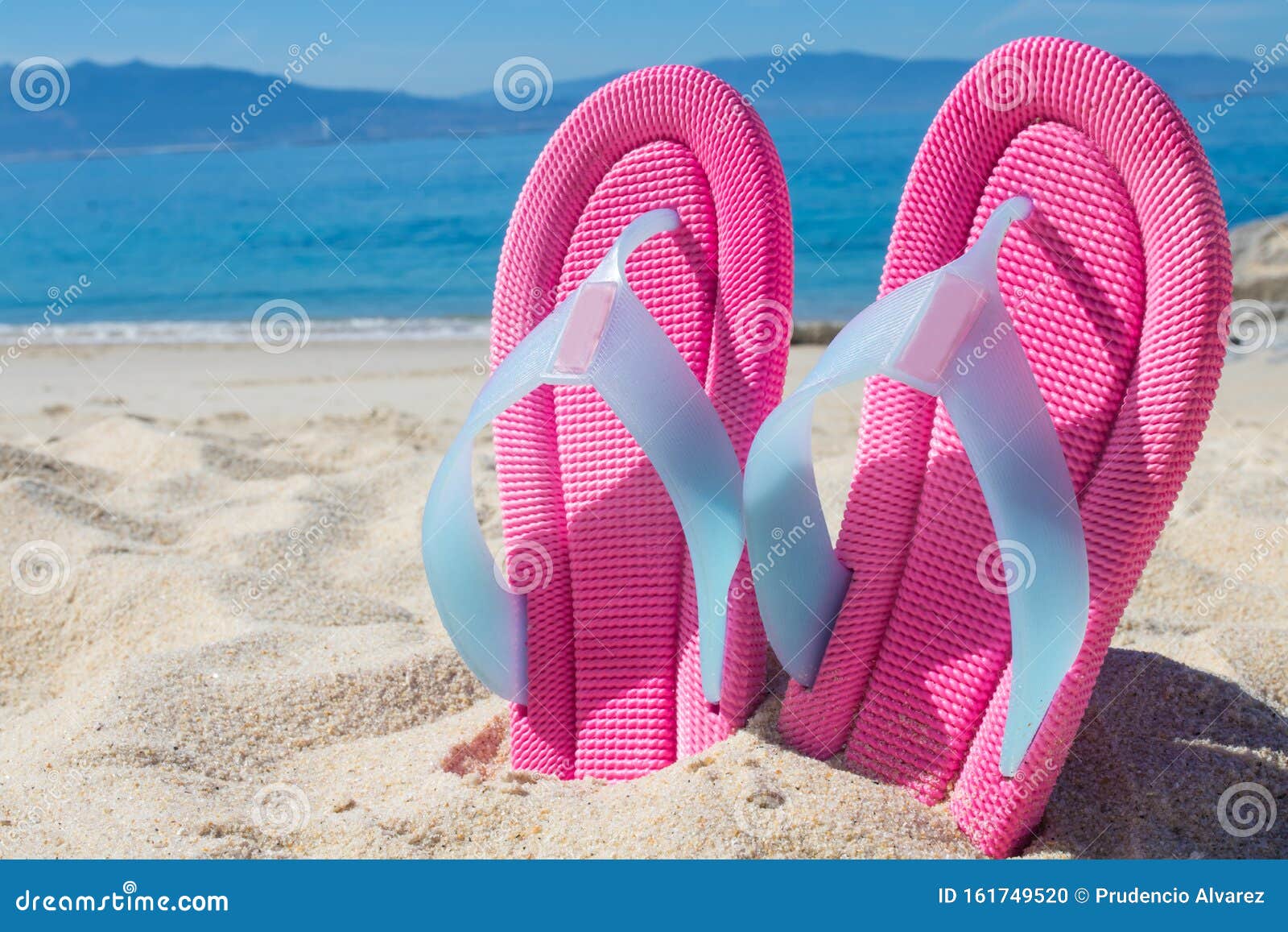 Sandals in the Sand of the Beach Stock Photo - Image of sunbathing ...