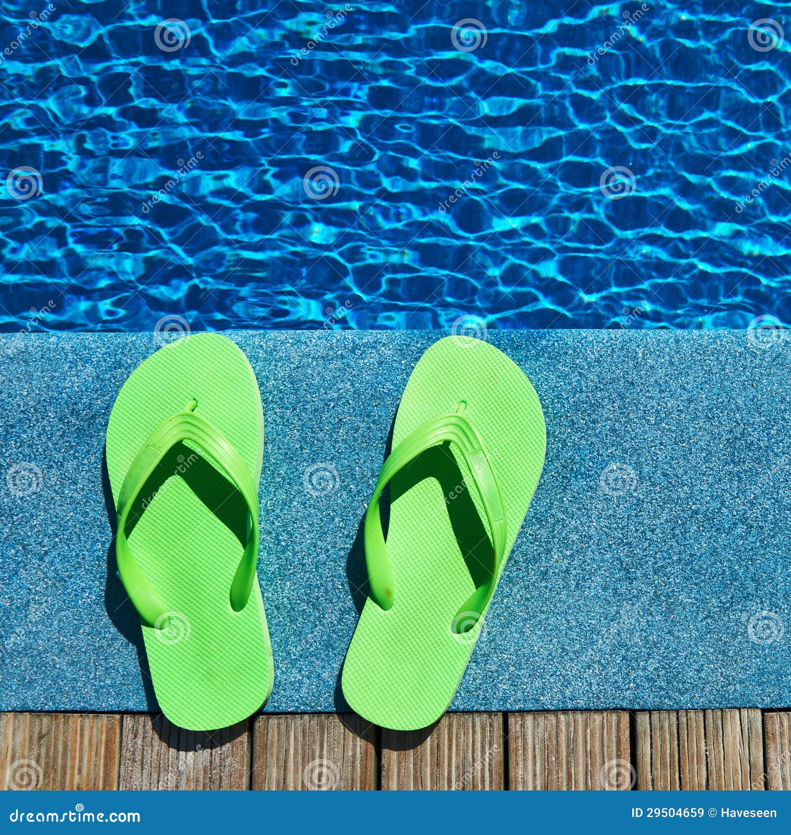 Sandals by a swimming pool stock image. Image of color - 29504659