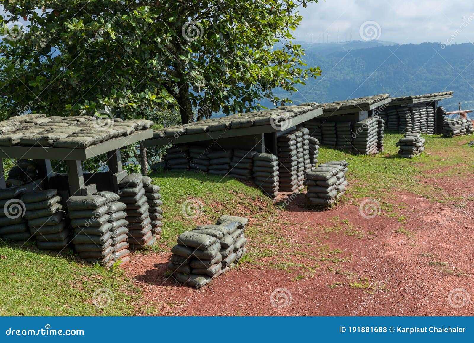 Sandbag Bunker of the Old Military Bunker Base on the Mountain. Old ...