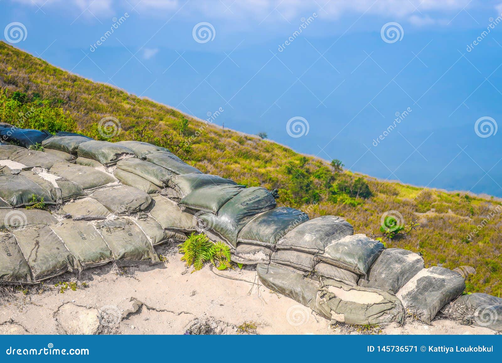 Sandbag For Protecting The Enemy From Invading Front Line. Sandbag And ...